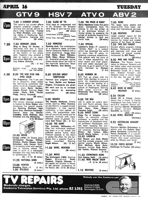 Classic TV Listings - TV History - Media Spy